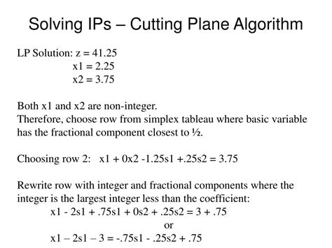 Ppt Solving Ips Cutting Plane Algorithm Powerpoint Presentation