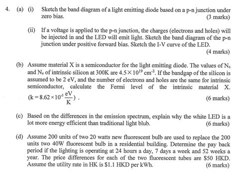 Solved A I Sketch The Band Diagram Of A Light Emitting Chegg