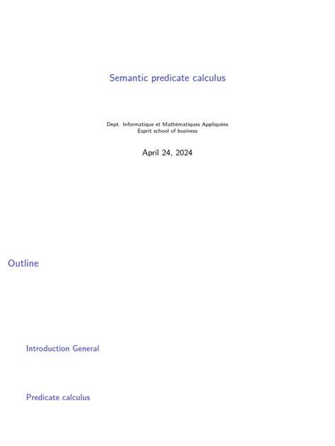 Semantic Predicate Calculus Pdf First Order Logic Logic