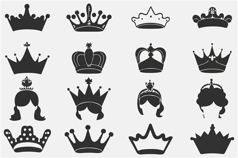 siluetas reina coronas conjunto ilustración vector diseño colección