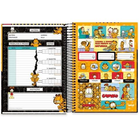 Caderno Universit Rio Capa Dura X Folhas Garfield Spiral Gar Pt Un