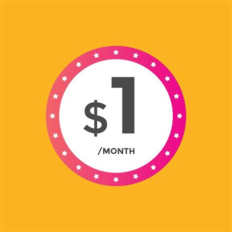 1 Dollar USD A Month 1 Dollar Price Tag Label In USD One Dollar Price
