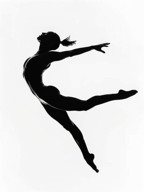 Silhouette Of A Rhythmic Gymnastics Dancer Jumping Gracefully Premium Ai Generated Image