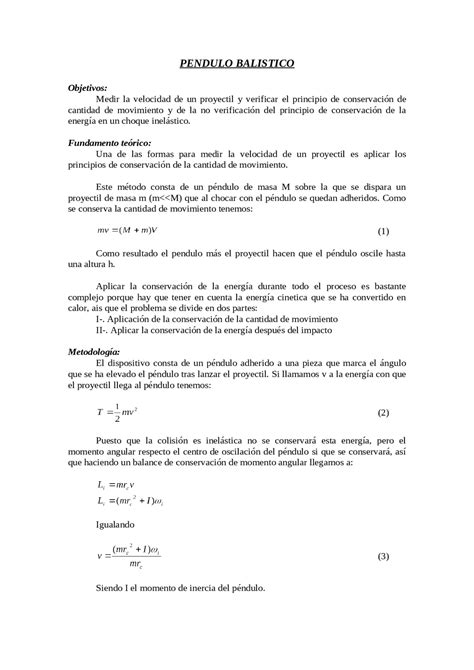 Experimento De Pendulo Balistico Guías Proyectos Investigaciones De