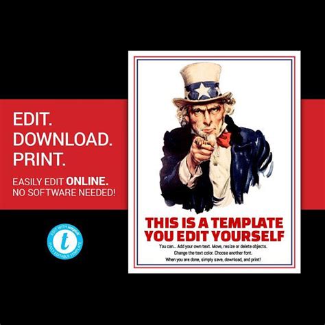 Uncle Sam Poster Template Educational Printable Activities
