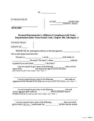 Affidavit Of Notice Of Probate Texas Atticus Forms