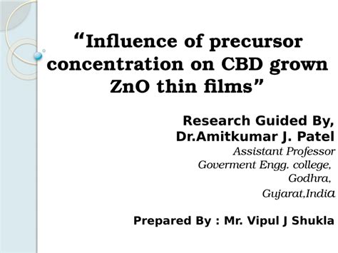 Pdf Influence Of Precursor Concentration On Cbd Grown Zno Thin Films