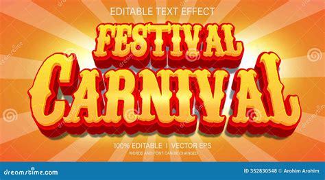 Festival Carnival Vector Text Effect With Modern Style Design Stock