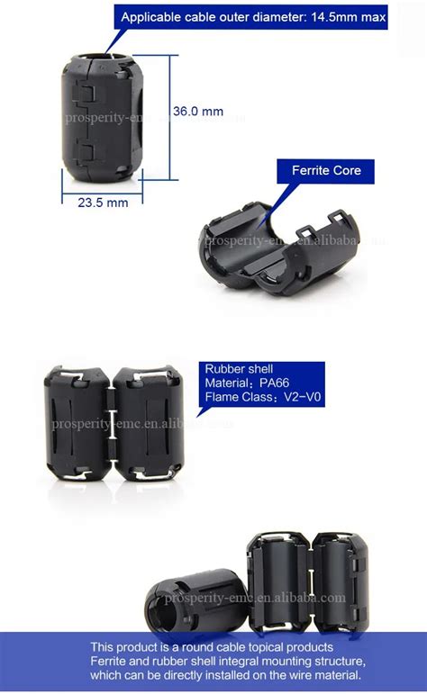 Clip On RFI EMI Noise Suppressor Filter Ferrite Core Ring For Mm Cable