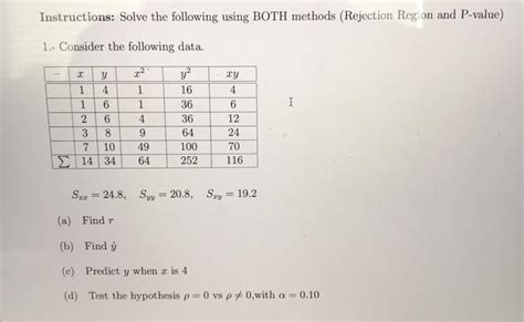 [solved] Instructions Solve The Following Using Both Methods Rejection Region And P Value