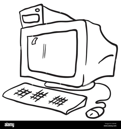 Simple Black And White Computer Cartoon Stock Vector Image And Art Alamy