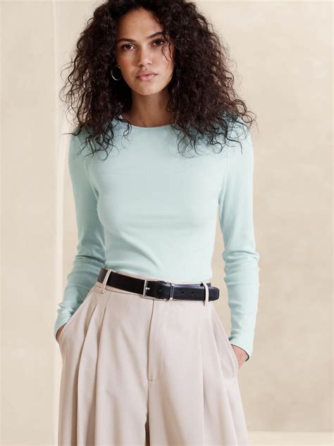Ribbed Crew Neck T Shirt Banana Republic