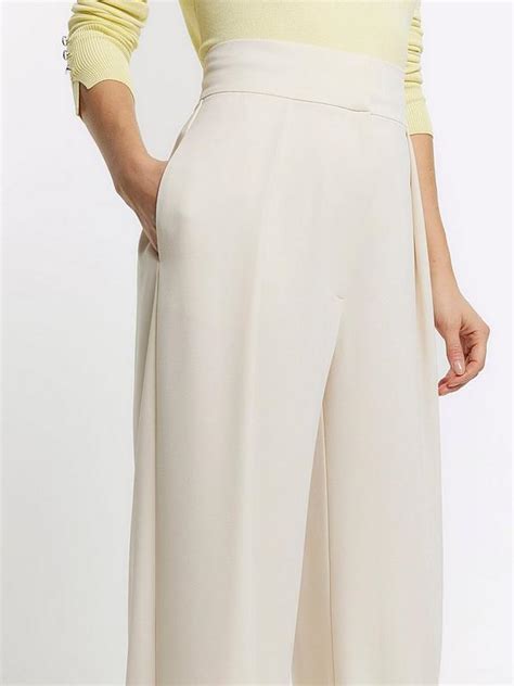 River Island Pleated Wide Leg Trouser Cream Very
