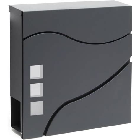 Boite Lettres Moderne V28 Anthracite Compartiment Journaux Fixation
