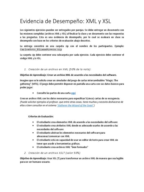 Ejercicios Xml Y Xsl Pdf Xml Html
