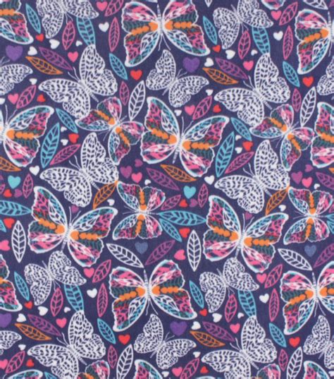 Butterflies Outlines Anti Pill Plush Fleece Fabric By Joann Joann X