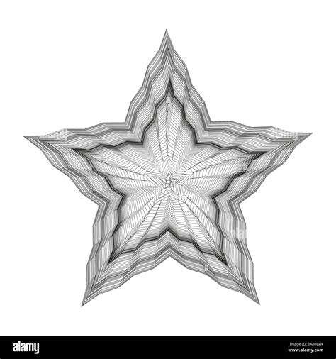 Abstract Star Lines Geometric Layered Symbol Minimal Vector Pattern Symmetrical Black Outline