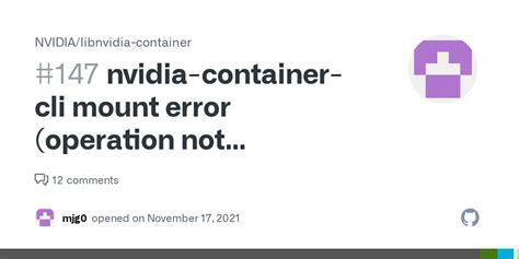 Nvidia Container Cli Mount Error Operation Not Permitted · Issue 147
