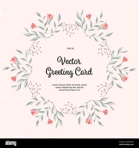 Vector Greeting Card With Circular Floral Design Postcard Template