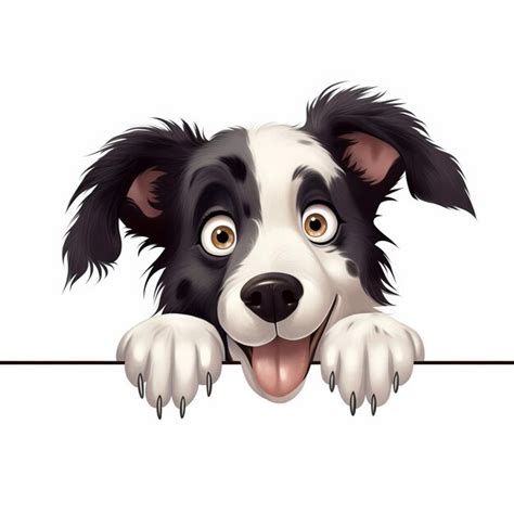 Premium Photo Hyperrealistic Cartoon Border Collie Peeking Over Sign