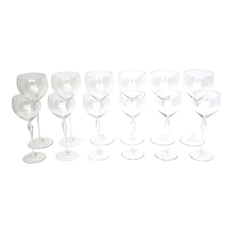 Vintage Rosenthal Crystal Red White Wine Modernist Glasses Set Of 24