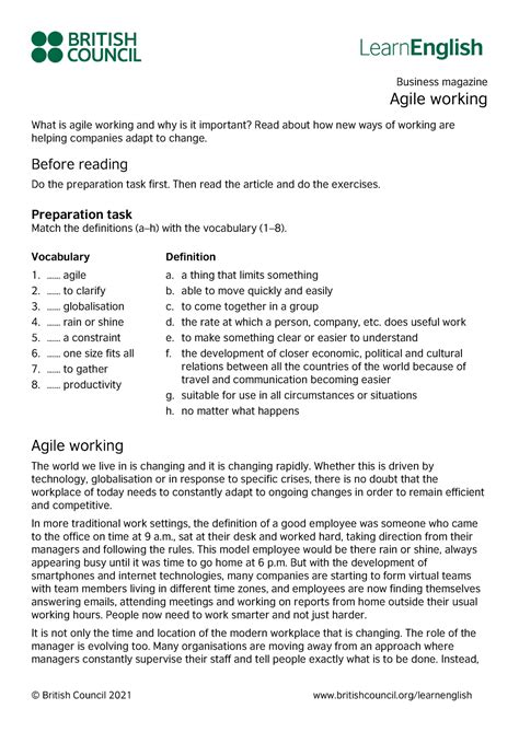 Learn English Business Magazine Agile Working Business Magazine Agile Working What Is Agile