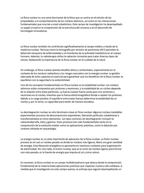 La Física Nuclear Pdf Física Nuclear La Energía Nuclear