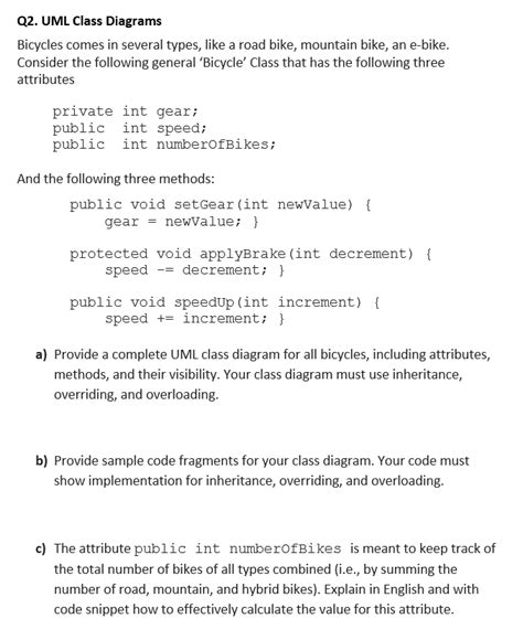 Solved Q UML Class Diagrams Bicycles Comes In Several Chegg Com
