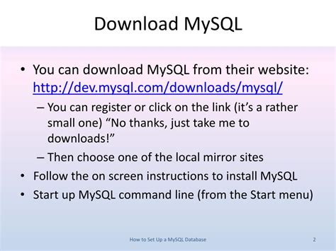 PPT How To Set Up A MySQL Database PowerPoint Presentation Free Download ID 3040201