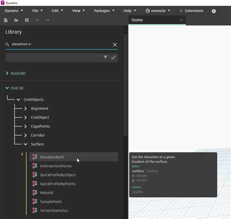 place a point with a xy value on a surface civil 3d dynamo