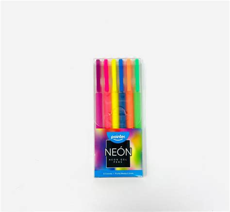 Pointer Neon Gel Pens 08mm 6pk