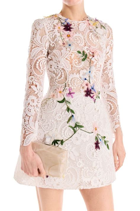 Long Sleeve Lace Cocktail Dress 2 Silk White Multi Long Sleeve