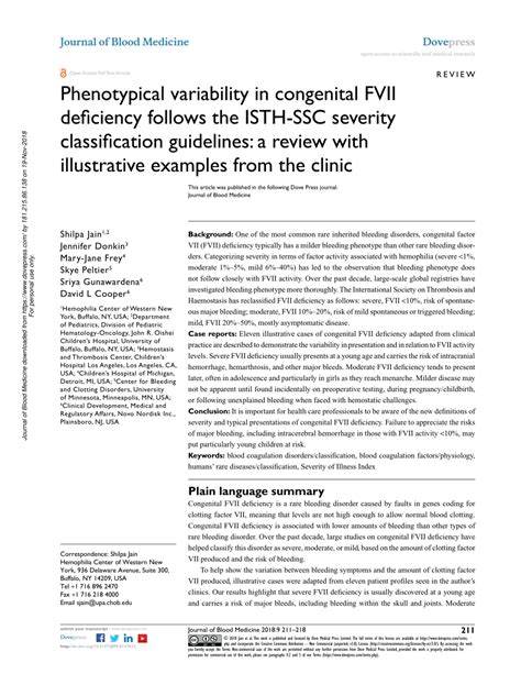 Pdf Phenotypical Variability In Congenital Fvii Deficiency Follows