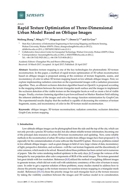 Pdf Rapid Texture Optimization Of Three Dimensional Urban Model Based On Oblique Images
