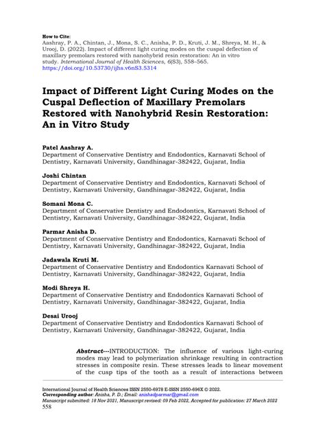Pdf Impact Of Different Light Curing Modes On The Cuspal Deflection Of Maxillary Premolars