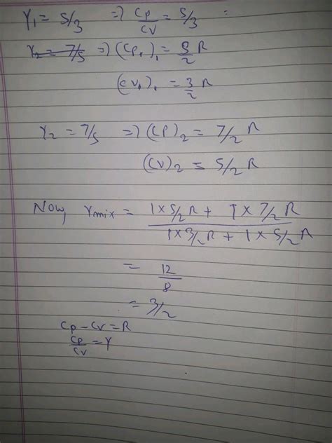 One Mole Of Ideal Monoatomic Gas Gamma 53 Is Mixed With One Mole