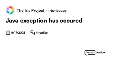 Java Exception Has Occured The Iris Project