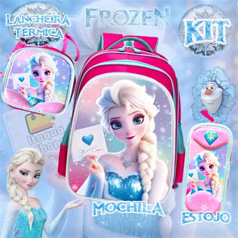 Kit Mochila Elza Frozen Infantil Lancheira Estojo Escolar Shopee Brasil
