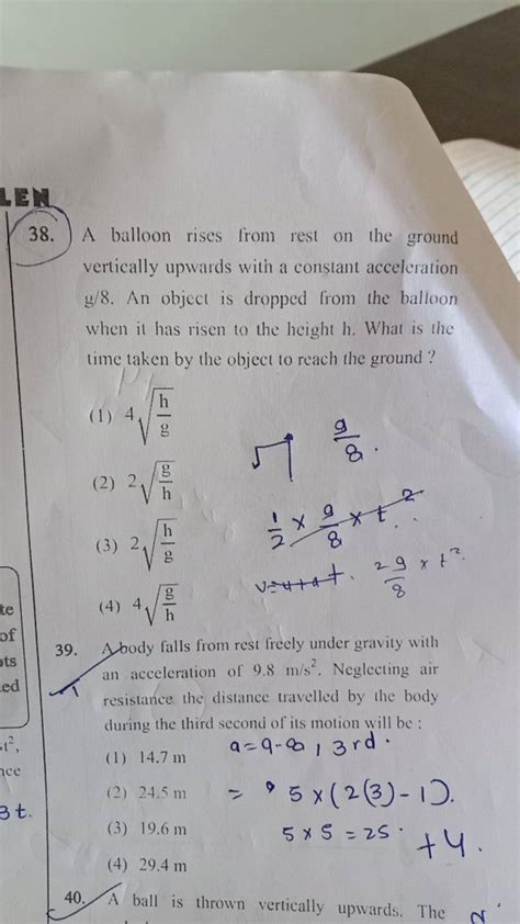 A Balloon Rises From Rest On The Ground Vertically Upwards With A Constan