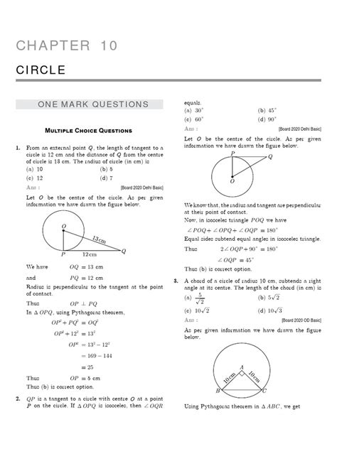 Circle 10th Pdf Circle Perpendicular