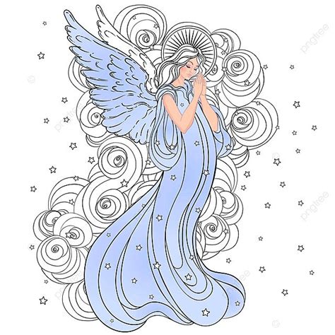 Vintage Angel Vector With Halo Crossroses Church Light Sketch Vector
