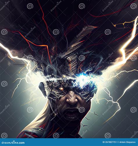 Mind Explosion Mega Energy Brain Angry Concept Generative Ai