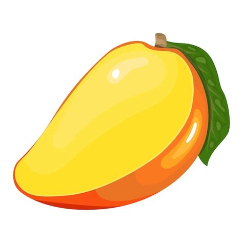 Premium Vector Half Mango With Leaf Vector Illustration