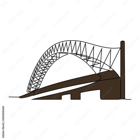 One Continuous Line Drawing Of Bridge Design Illustration Bridge Architecht In Simple Linear