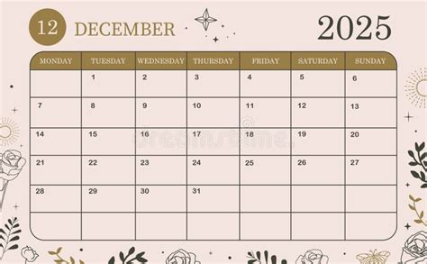 2025 Table Monthly Calendar Week Start On Sunday With Boho Style That