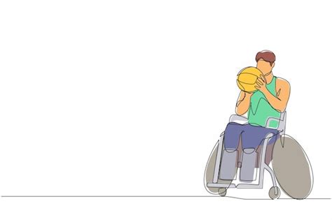 Premium Vector Single One Line Drawing Athlete In Wheelchair Play