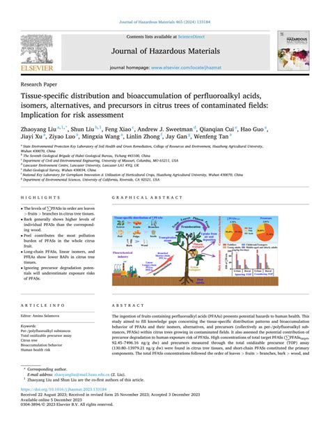 Pdf Tissue Specific Distribution And Bioaccumulation Of