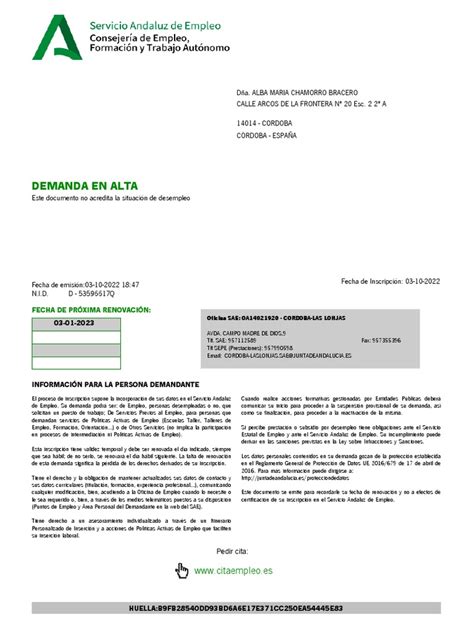 Demanda De Empleo Pdf Desempleo