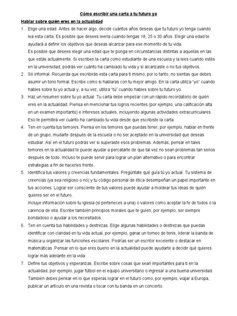 Cómo Escribir Una Carta A Tu Futuro Yo Pdf Software De La Aplicacion