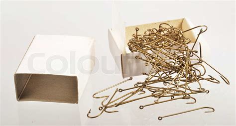 Fishing Hooks Stacked Macro Of Box With Carlisle Type Of Hooks Stock
